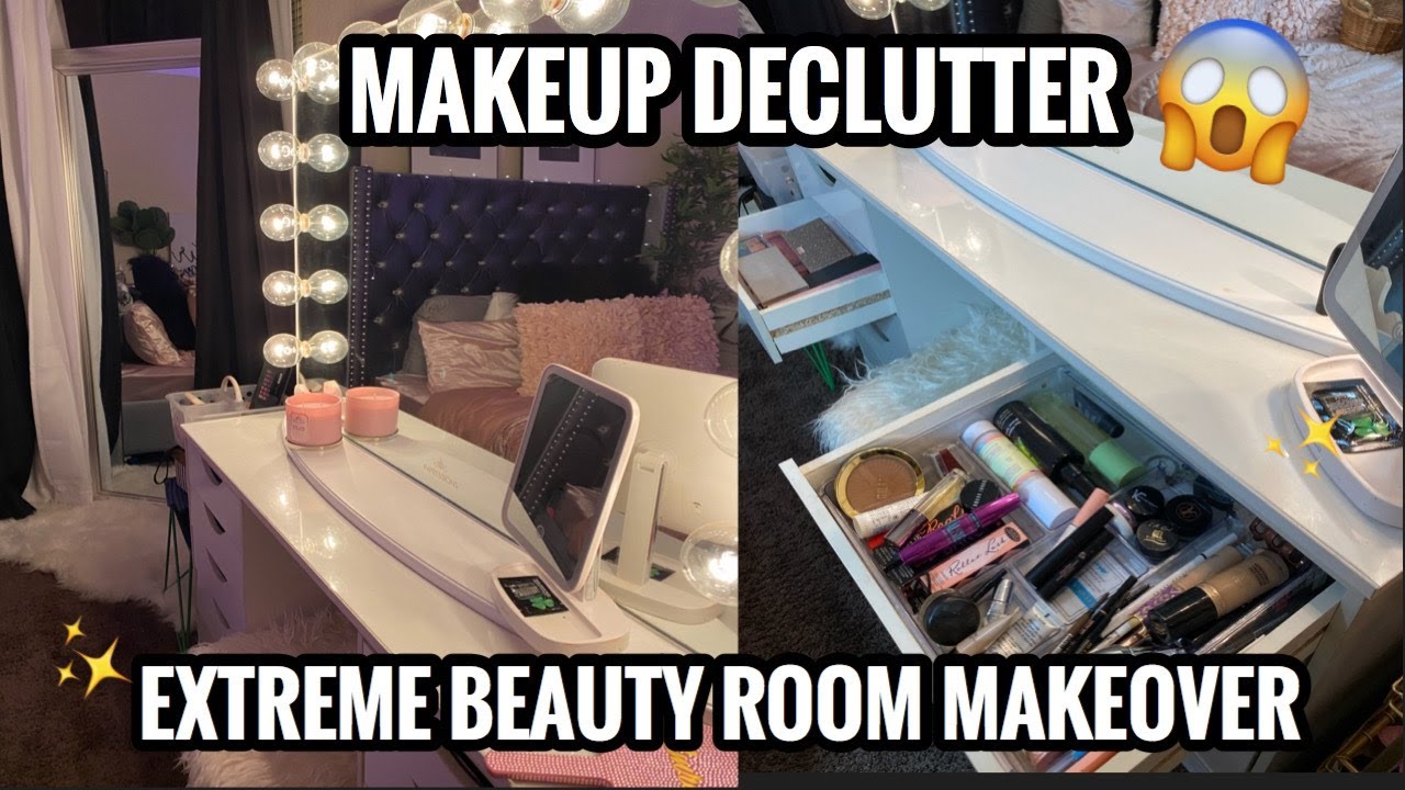 EXTREME MAKEUP DECLUTTER ! CLEANING & ORGANIZING MY ENTIRE MAKEUP ...