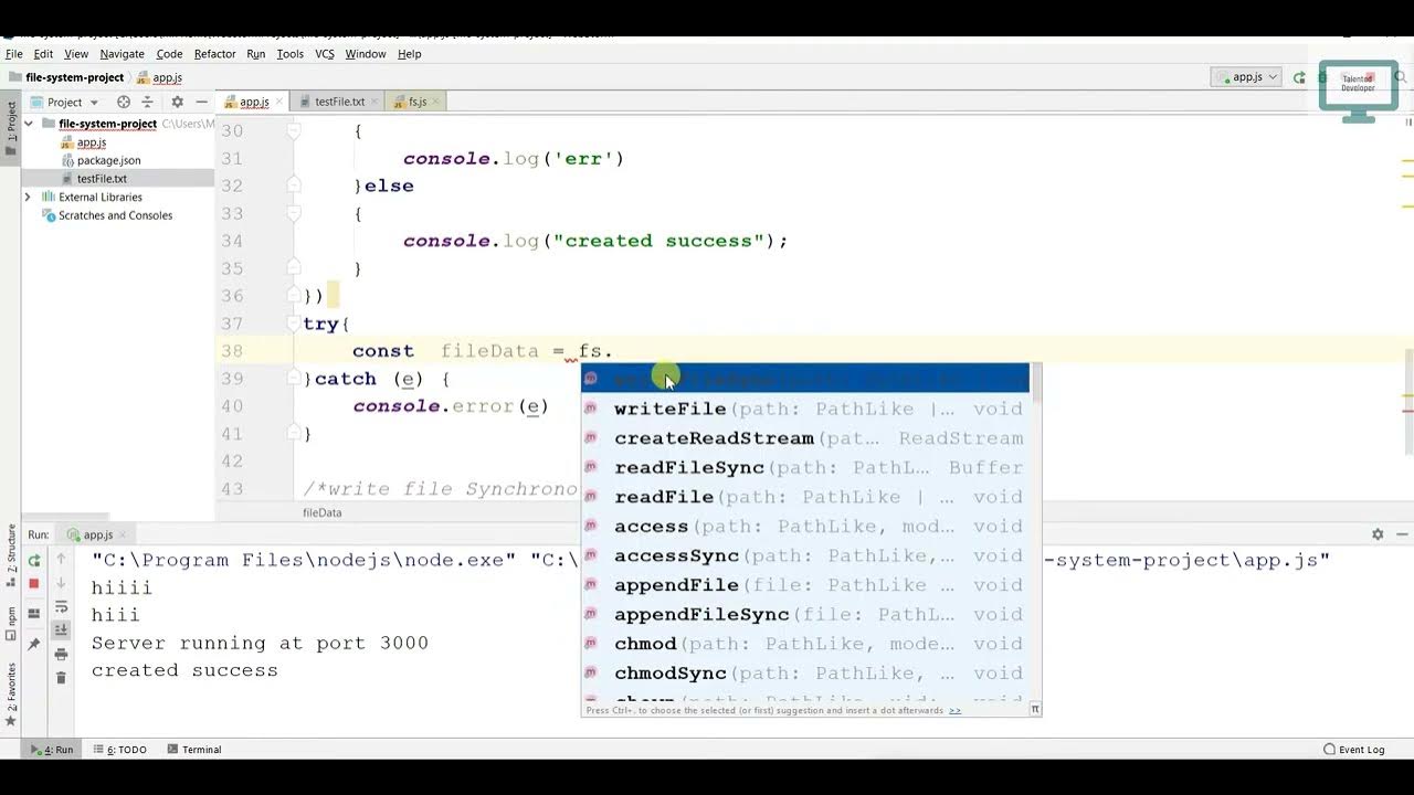 Node.js Write Files Synchronously(Part-6) - YouTube