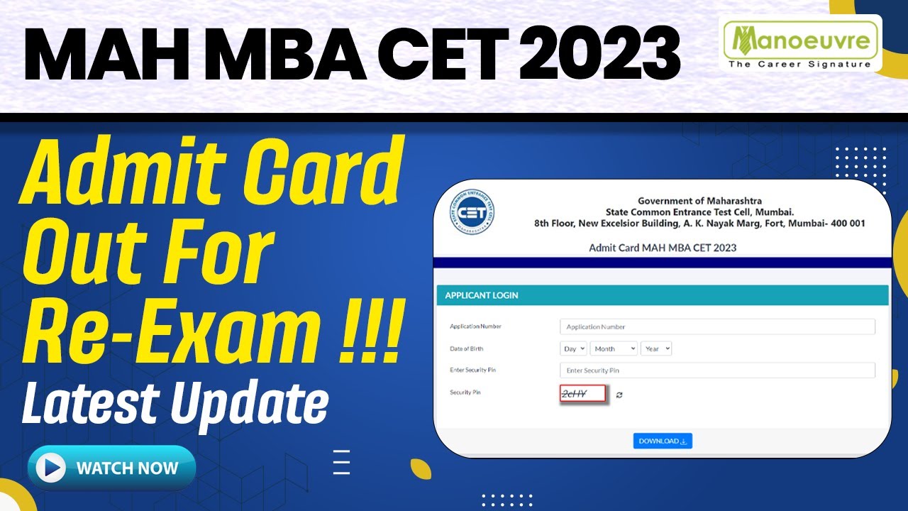 MAH MBA CET 2023 - Admit Card Out For Re-Exam !!! | Latest Update ...