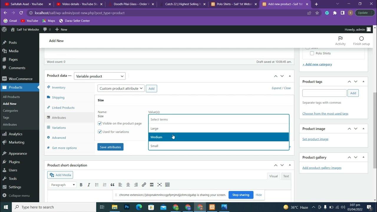 How To Add Custom Attribute In Wordpress Woocommerce Youtube