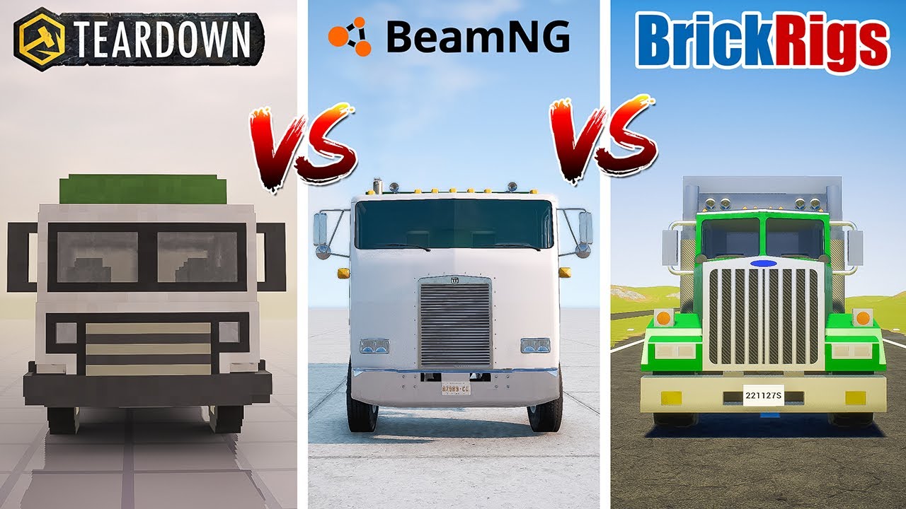 Teardown GARBAGE TRUCK vs BeamNG GARBAGE TRUCK vs Brick Rigs GARBAGE ...