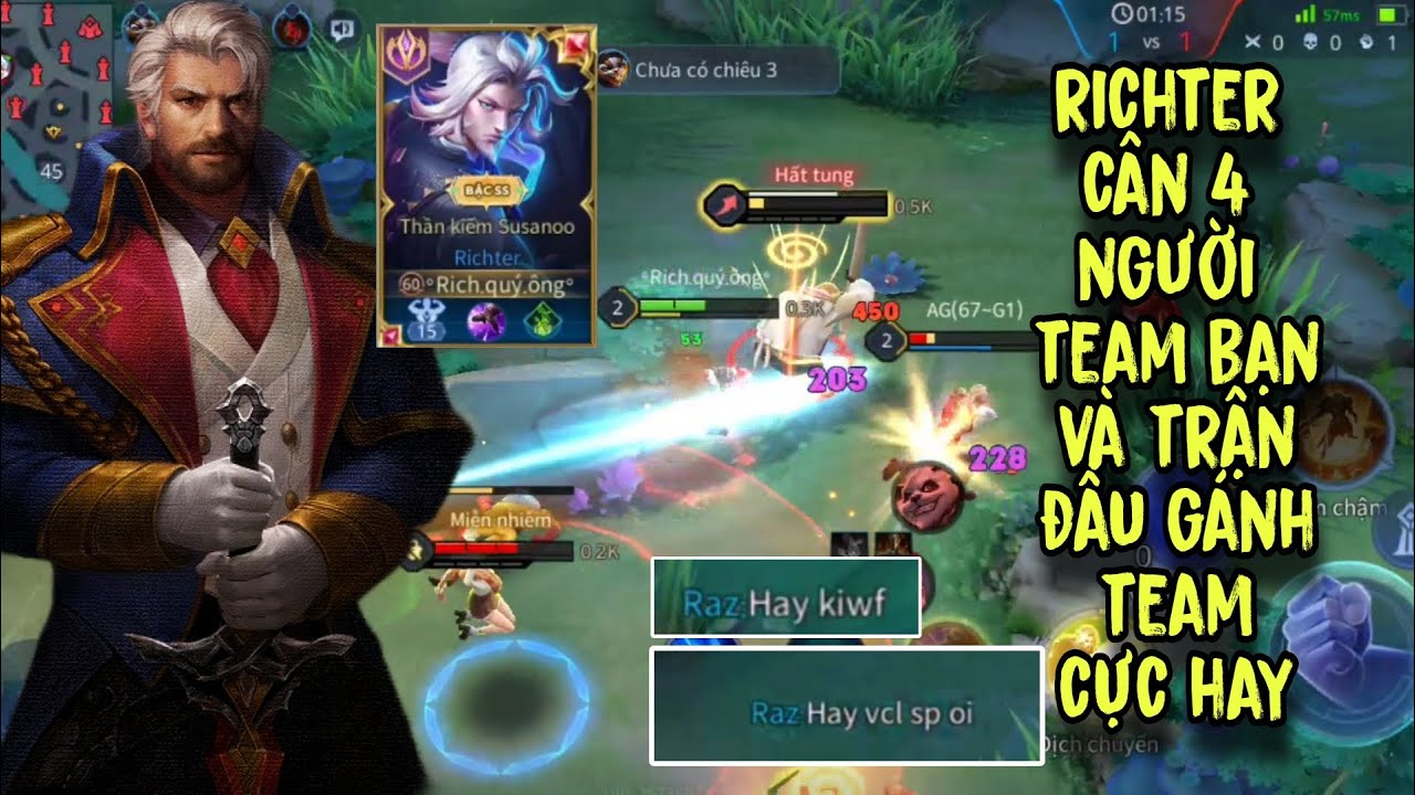 Richter cân 4 người team bạn đầu game và trận đấu gánh team# richter # ...
