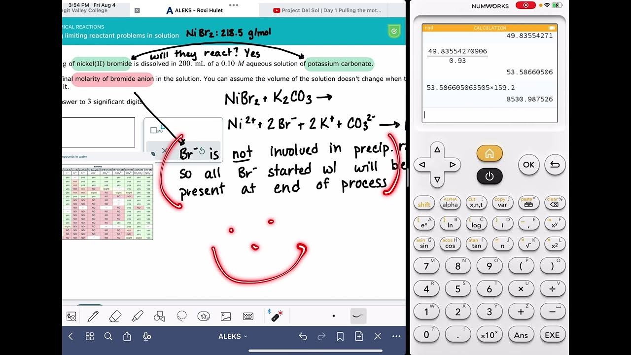 ALEKS: Solving limiting reactant problems in solution - YouTube
