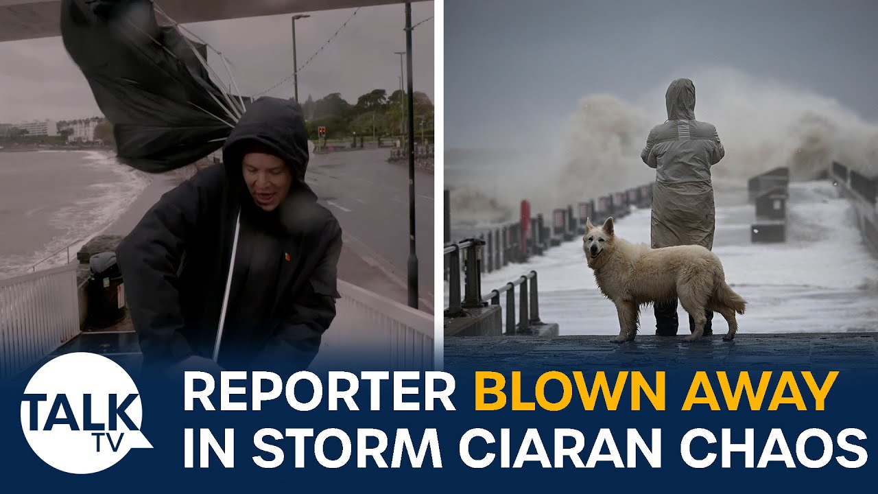 Shocking Storm Ciaran Footage: Reporter Blown Away In 100mph Winds ...