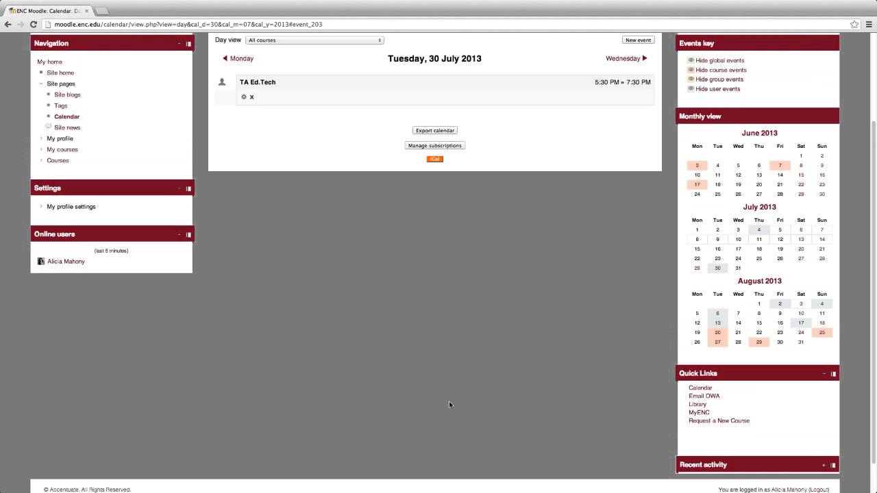 Moodle Calendar Guide for Students and Professors - YouTube