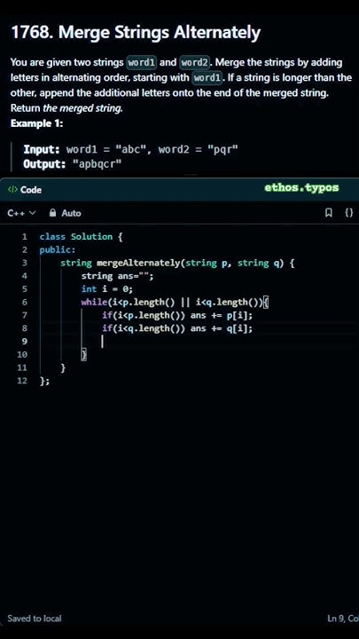 Merge Strings Alternately Leetcode Dsa Coding Placement