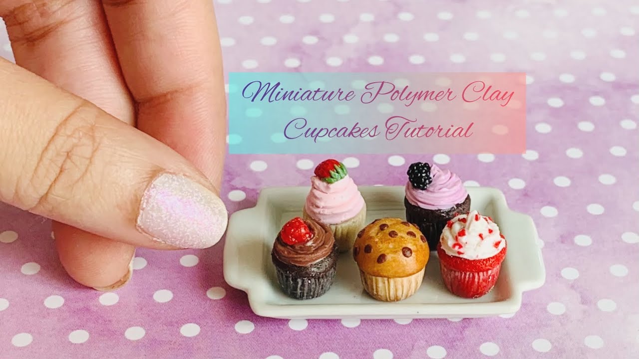 Easy Miniature Polymer Clay Cupcakes Tutorial #clayfood #cupcake # ...