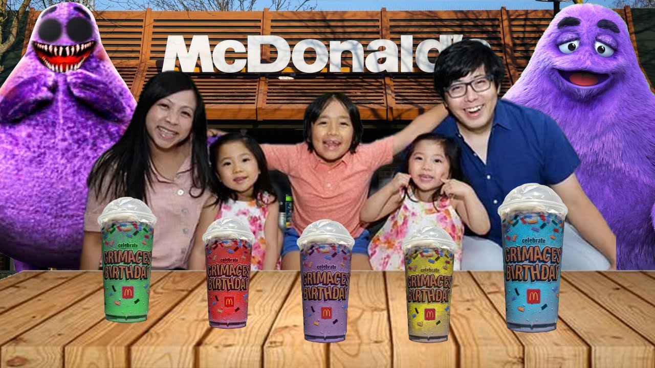 Kaji Ryan's World Family Try Grimace Shake Challenge in Real Life ...