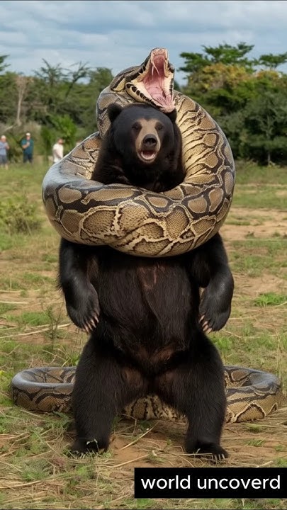 When a Python Meets a Bear! Jaw-Dropping Wild Standoff #shorts - YouTube