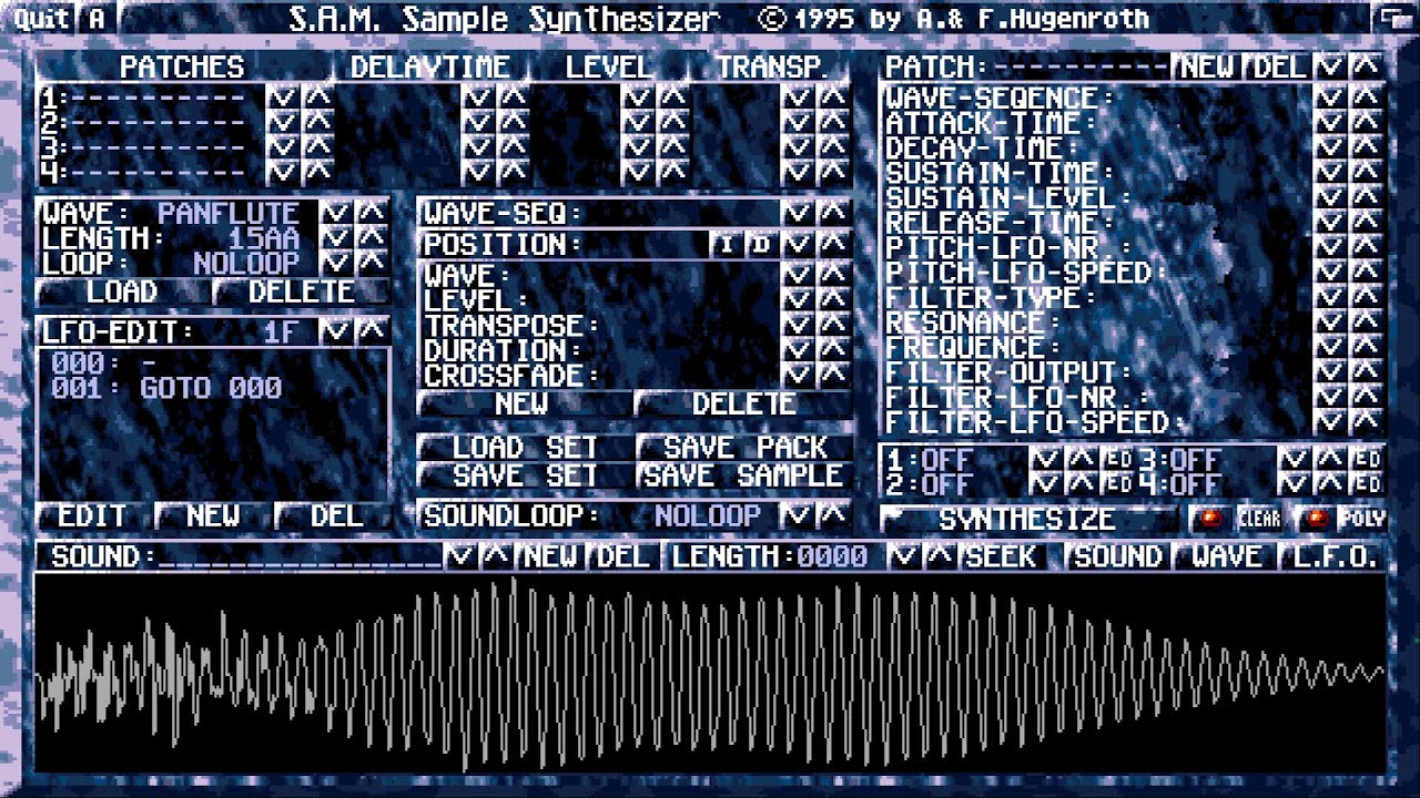 AMIGA SAM S A M Sample Synthesizer RUN PROGRAM 1995 1998 TRSI A& F ...