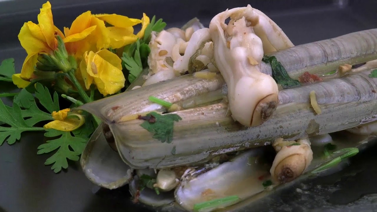 Razor clams seafood - YouTube