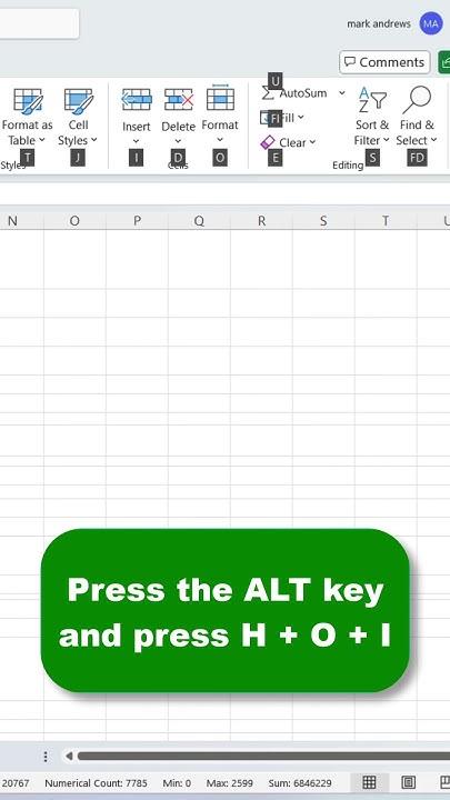 Excel Shortcuts For Row Height And Column Width Excelshorts Exceltip Exceltutorial Youtube