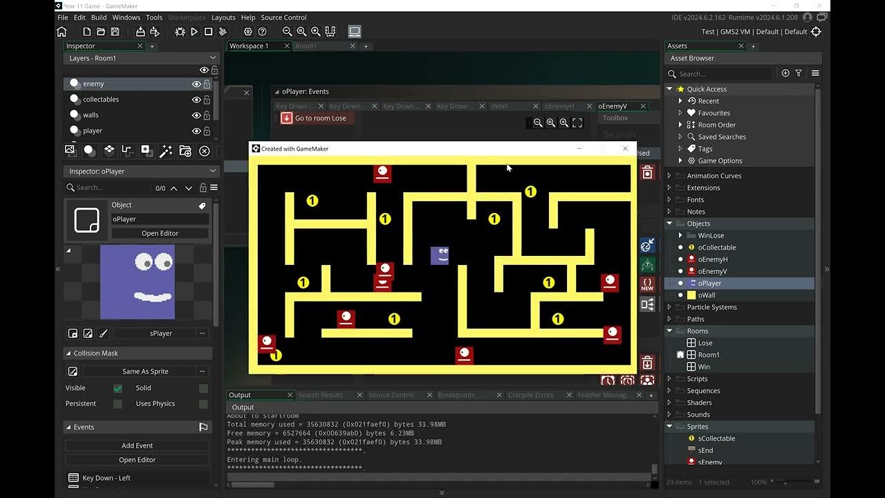 11 Vocational IT GameMaker Studio 2 DND Creating collisions between the enemy and the player ...