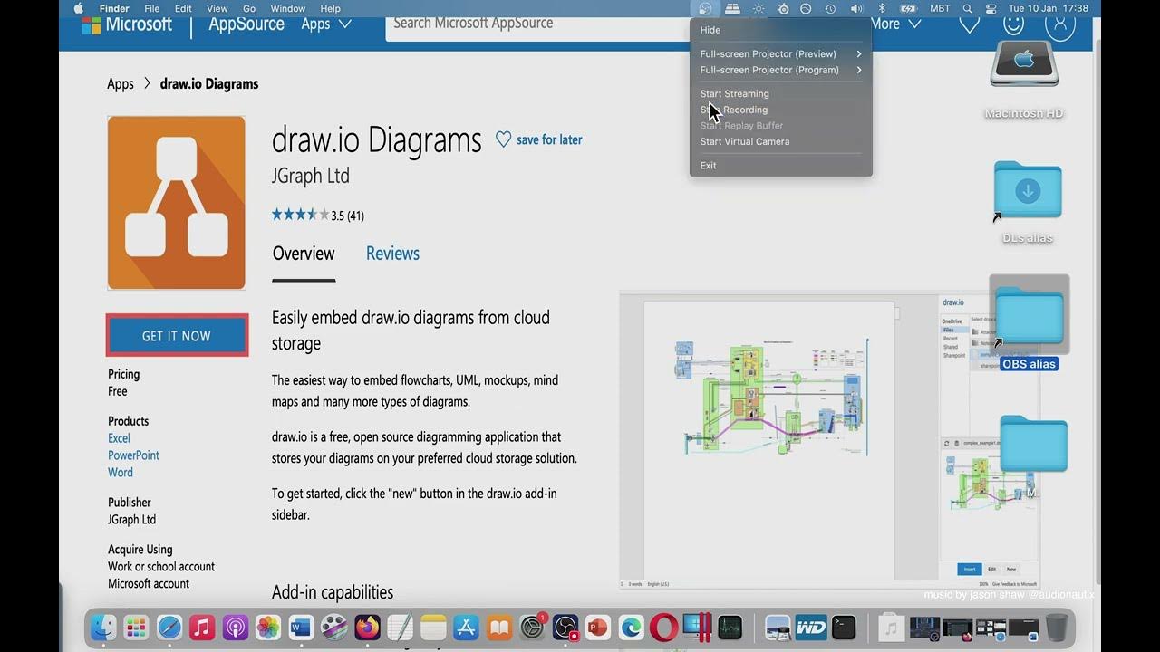 draw io Diagrams MAC OS add-in/add-on/plugin WORD - YouTube