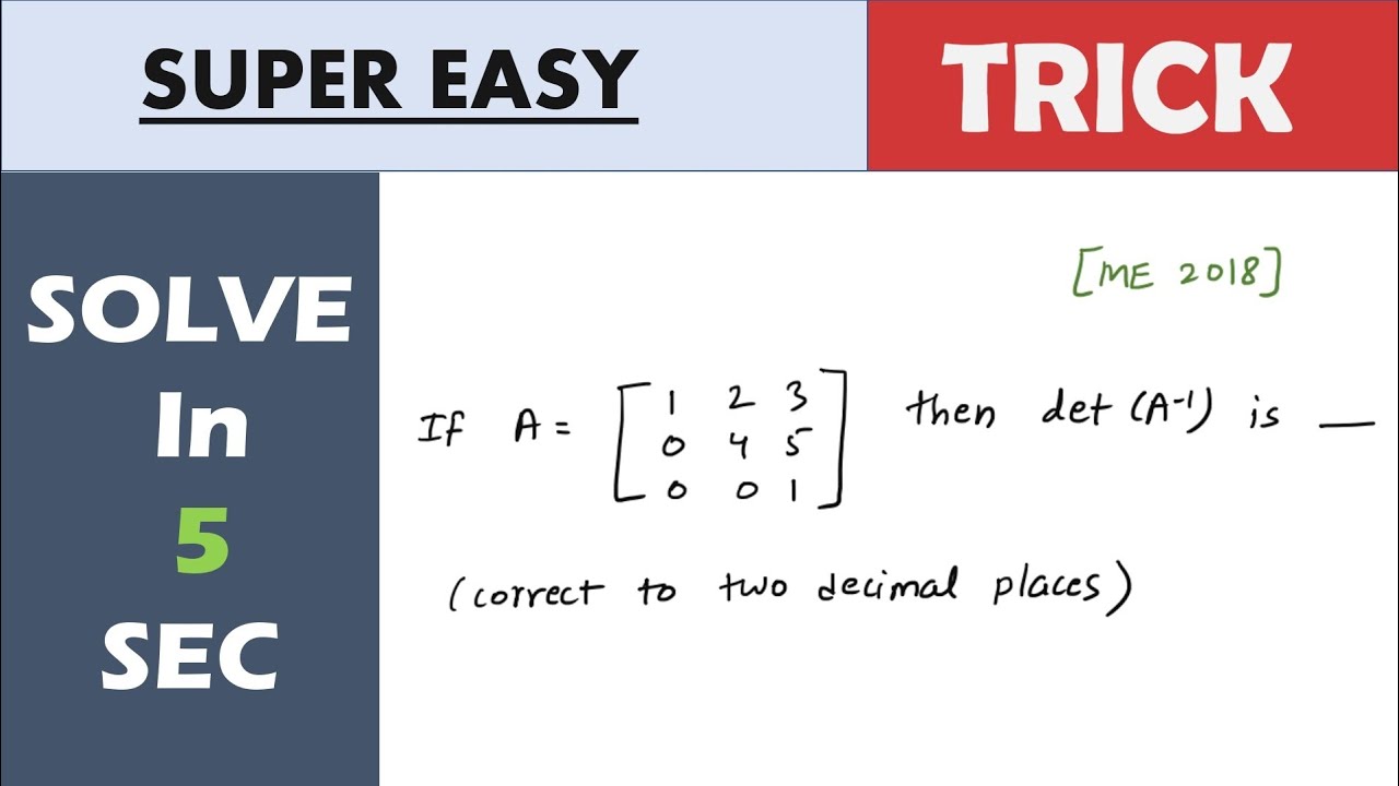 5 minute vs 5 sec trick to solve GATE Mathematics question - YouTube