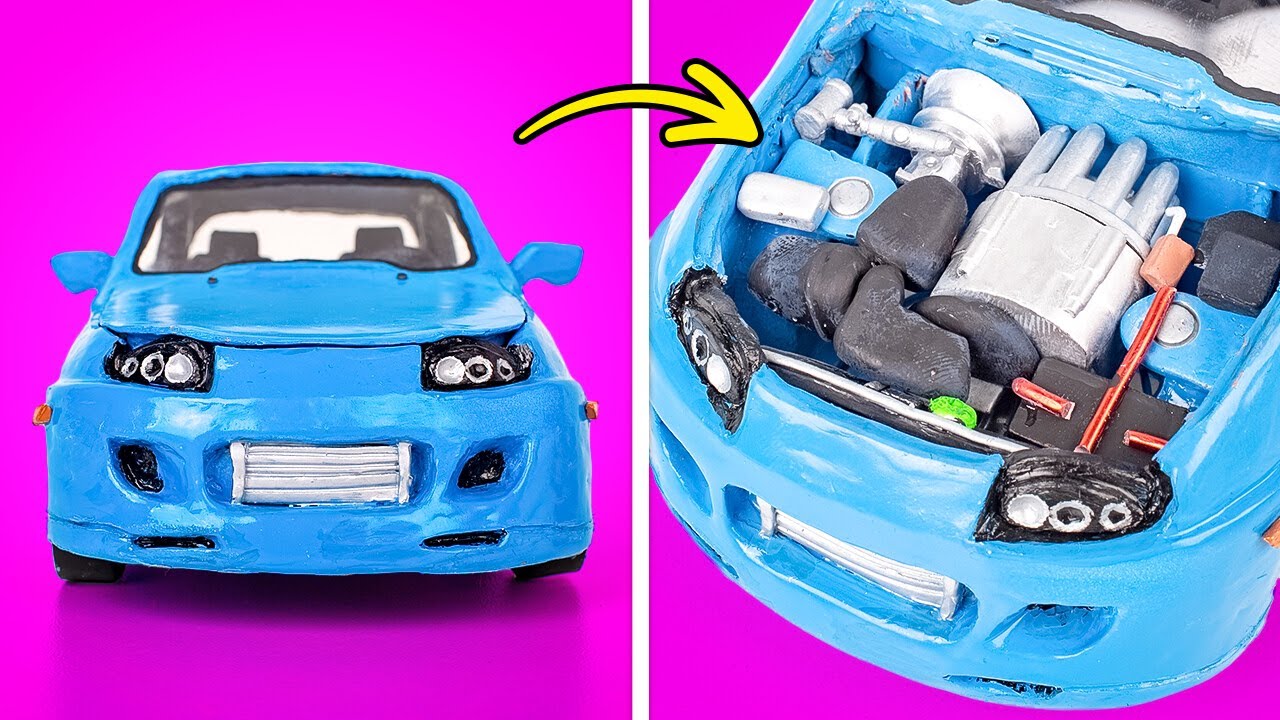 DIY Car From Plasticine! Cool Miniature Models - YouTube