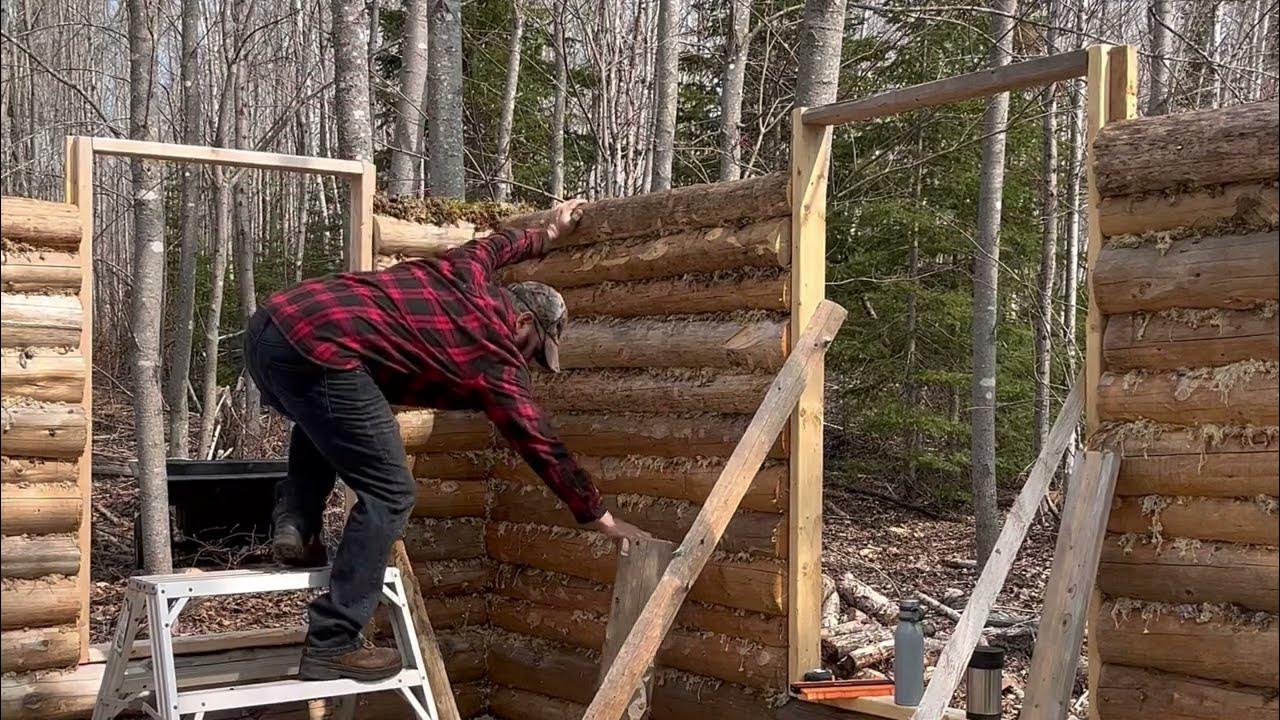 Building an off grid log cabin , wilderness building, exploration, survival - YouTube