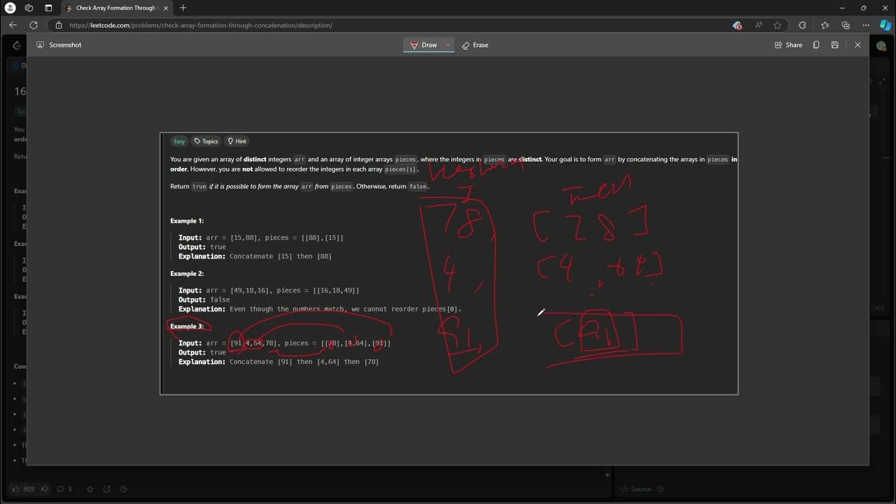 Leetcode 1640 Check Array Formation Through Concatenation Java