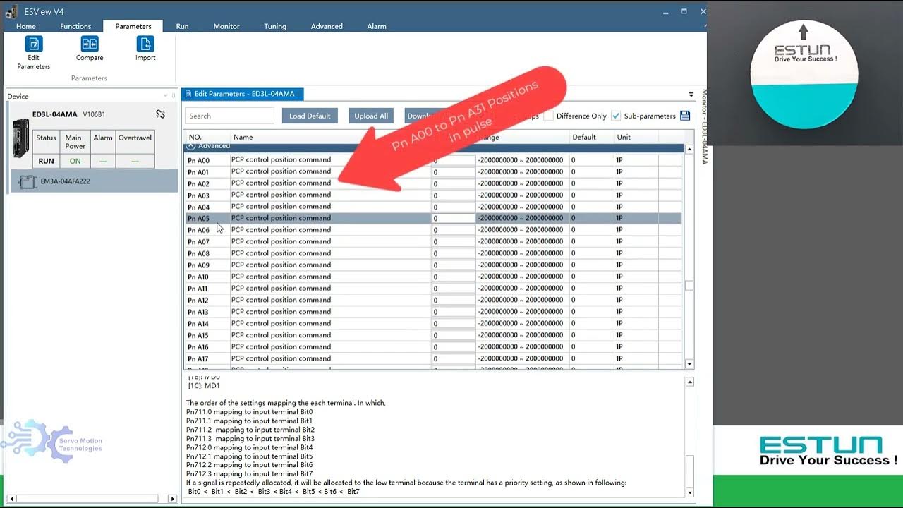 Estun Servo ED3L Drive Position Indexing Function - YouTube