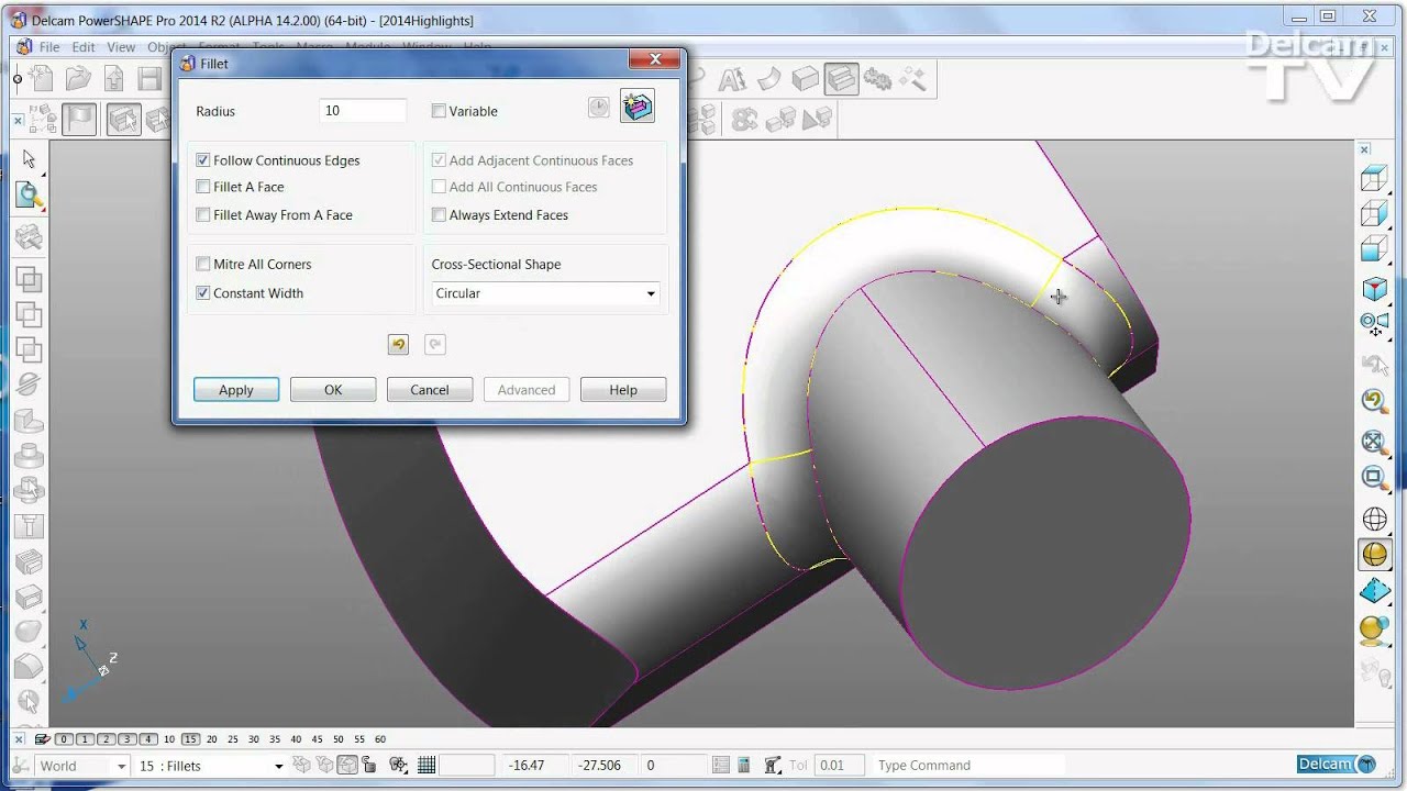 Solid Fillets in PowerSHAPE 2014 - YouTube