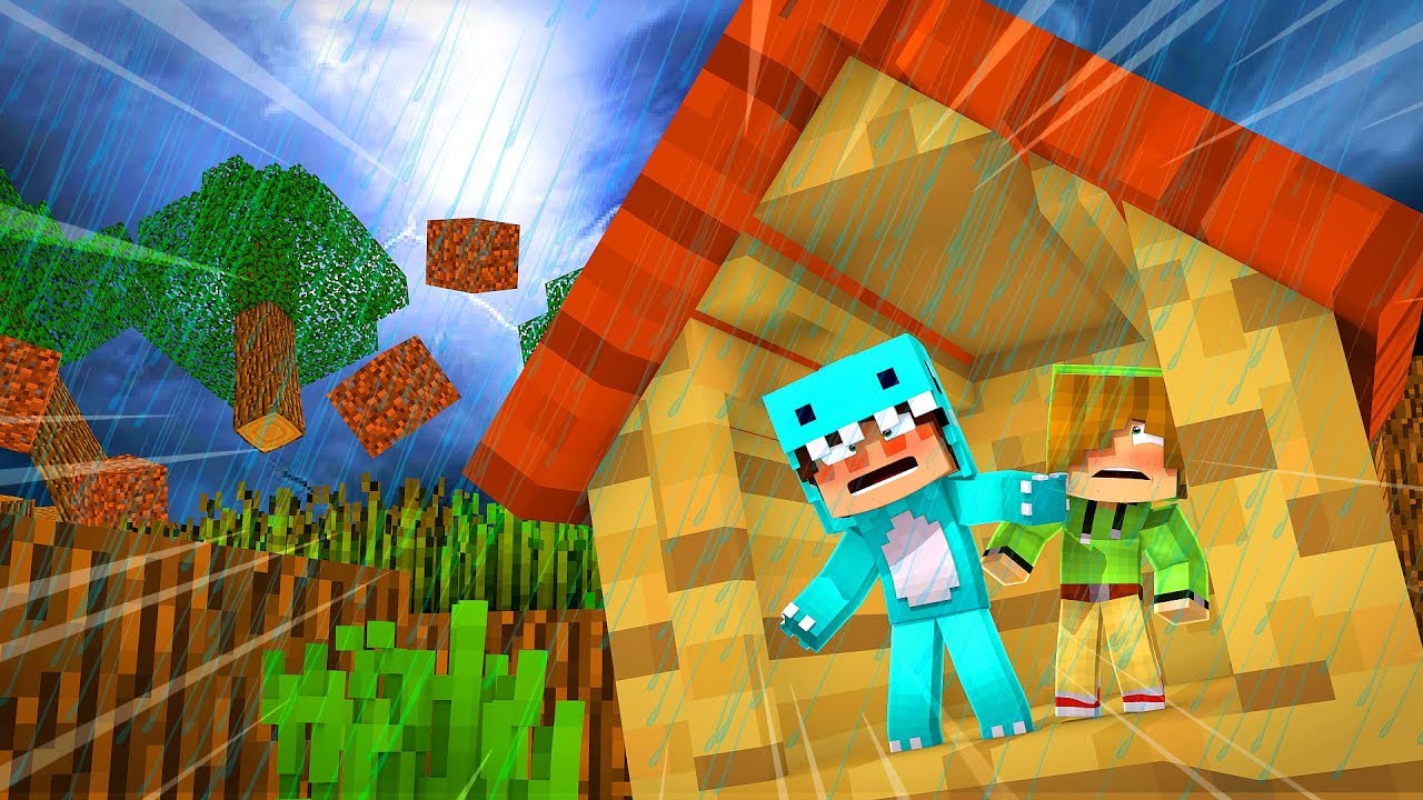 RETO SOBREVIVE AL DESASTRE *BASE VS TORNADO* 😱 MINECRAFT BEBE MILO ...