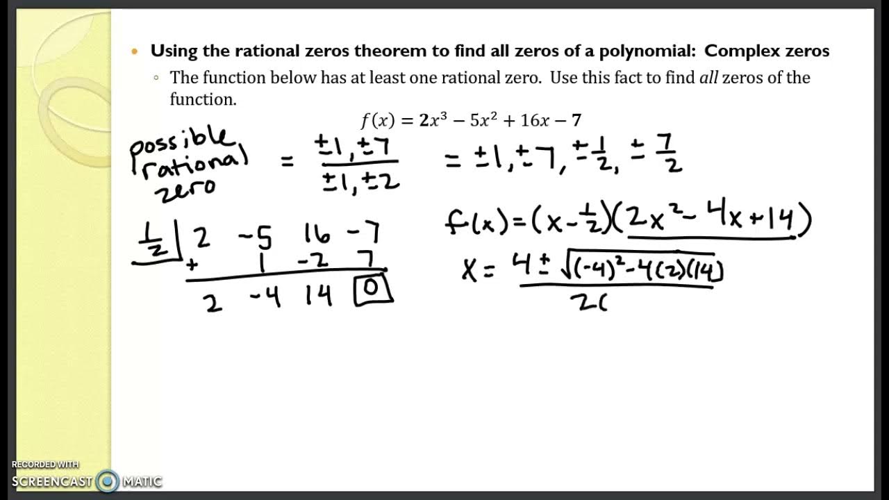 Using the rational zeros theorem to find all zeros of a polynomial ...