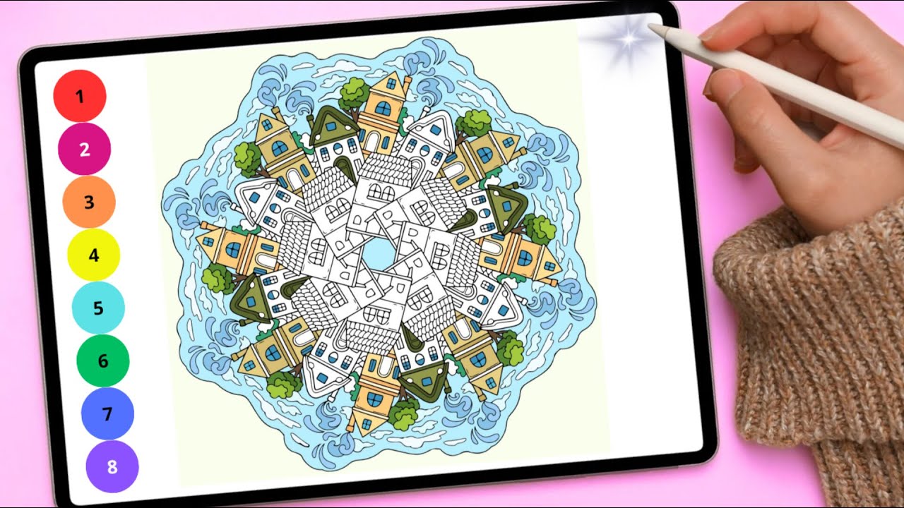 Mandala "Homes". Coloring Page By Numbers - YouTube