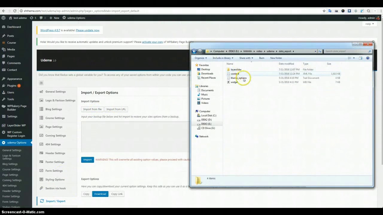 Video guide install data example Udema WordPress Theme - YouTube