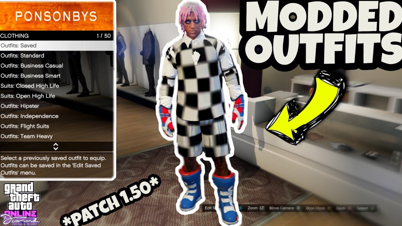 GTA 5 How To Get A Modded Checkerboard Outfit With Racing Gloves 1.50 ...