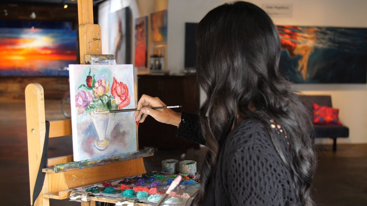 Concetta Painting LIVE Painting at the IN Gallery - YouTube