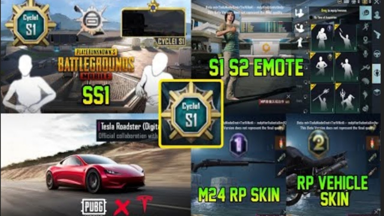PUBGM CYCLE1 S1 | 1 TO 100RP REWARDS | TESLA COLLABORATION DACIA | RP ...