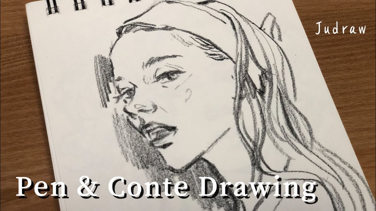 [ENG]Pen Drawing & Conte | 인물 펜드로잉 & 콘테 | 얼굴 그리는 방법 - YouTube
