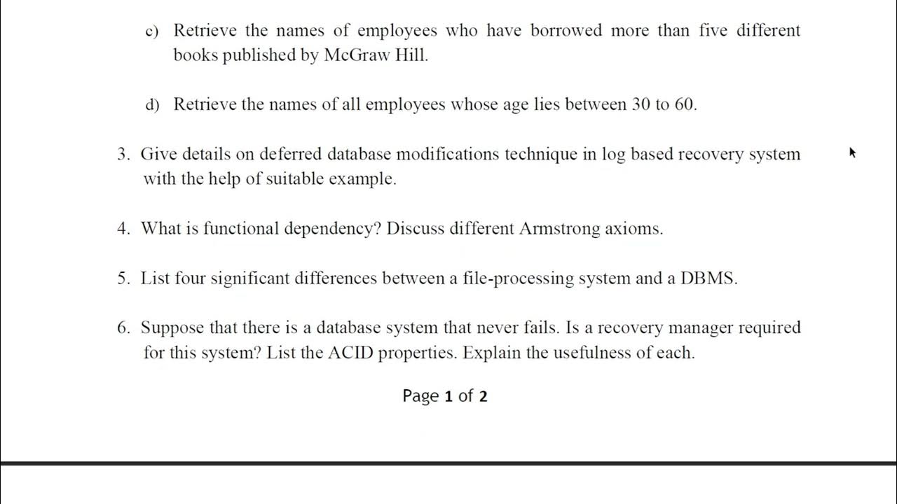 DBMS Previous Year End Term Paper 2017 - YouTube