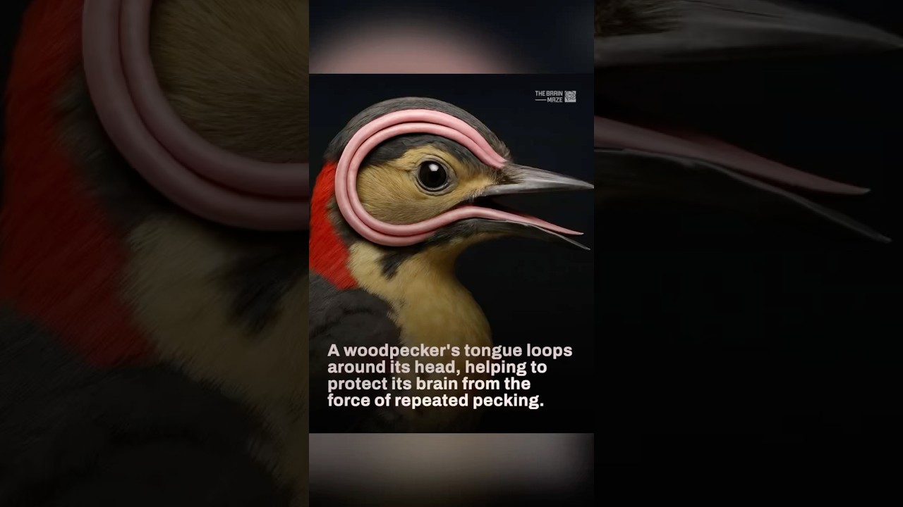 Woodpecker Brain Armor Is… Its TONGUE?! 👅🧠 #thecuriositylab #facts - YouTube