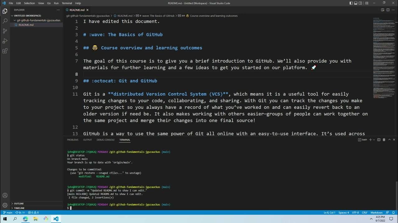 Git/GitHub Setup Tutorial 6 - Testing Git/GitHub Link with Commits ...