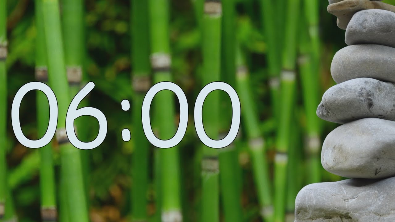 6 minute timer with background music. Background stones and nature ...