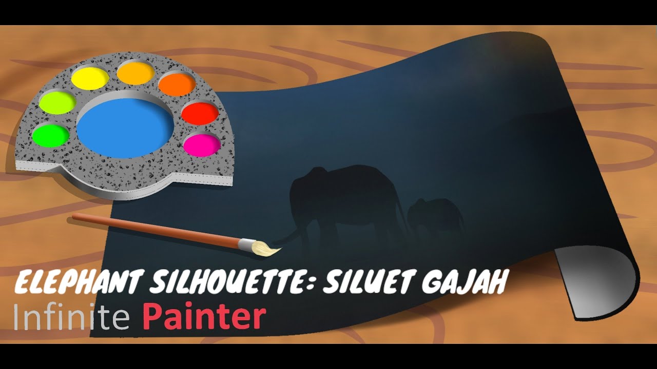 DRAW & COLOR AN ELEPHANT SILHOUETTE....MENGGAMBAR & MEWARNAI SILUET ...