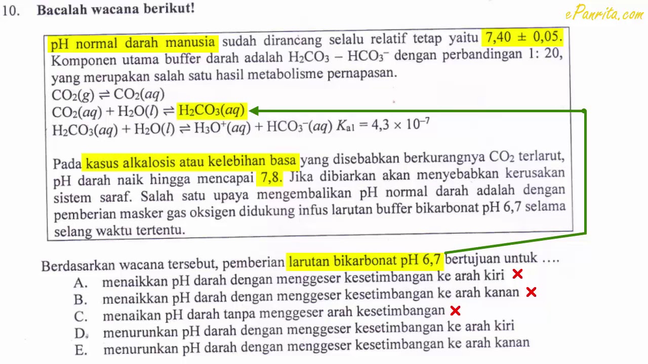 Menentukan Pergeseran Arah Kesetimbangan Agar pH Darah Kembali Normal ...