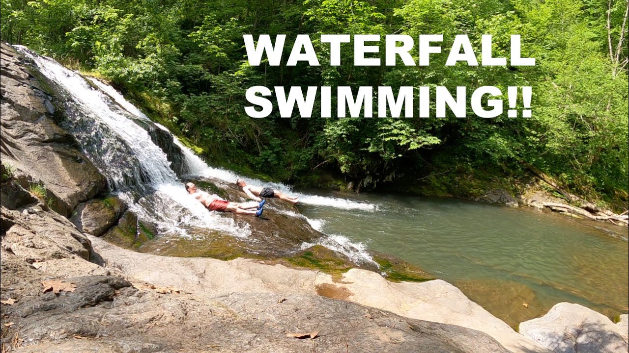 WATERFALL SWIMMING in ICE COLD Overall Run Falls (Shenandoah National Park, Virginia) - YouTube