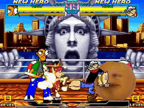 mugen pepito & mr funny vs ポパイ & アノーイングオレンジ - YouTube
