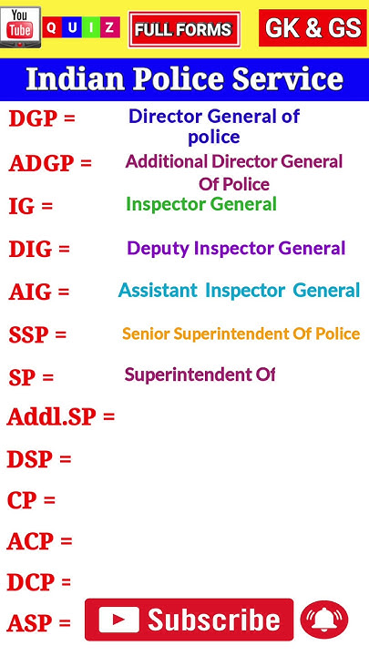 All Posts Of Indian Police Service #Full Form Of DGP,/ADGP/IG/DIG/SSP/ACP/DSP/DCP #Full Form#IPS ...