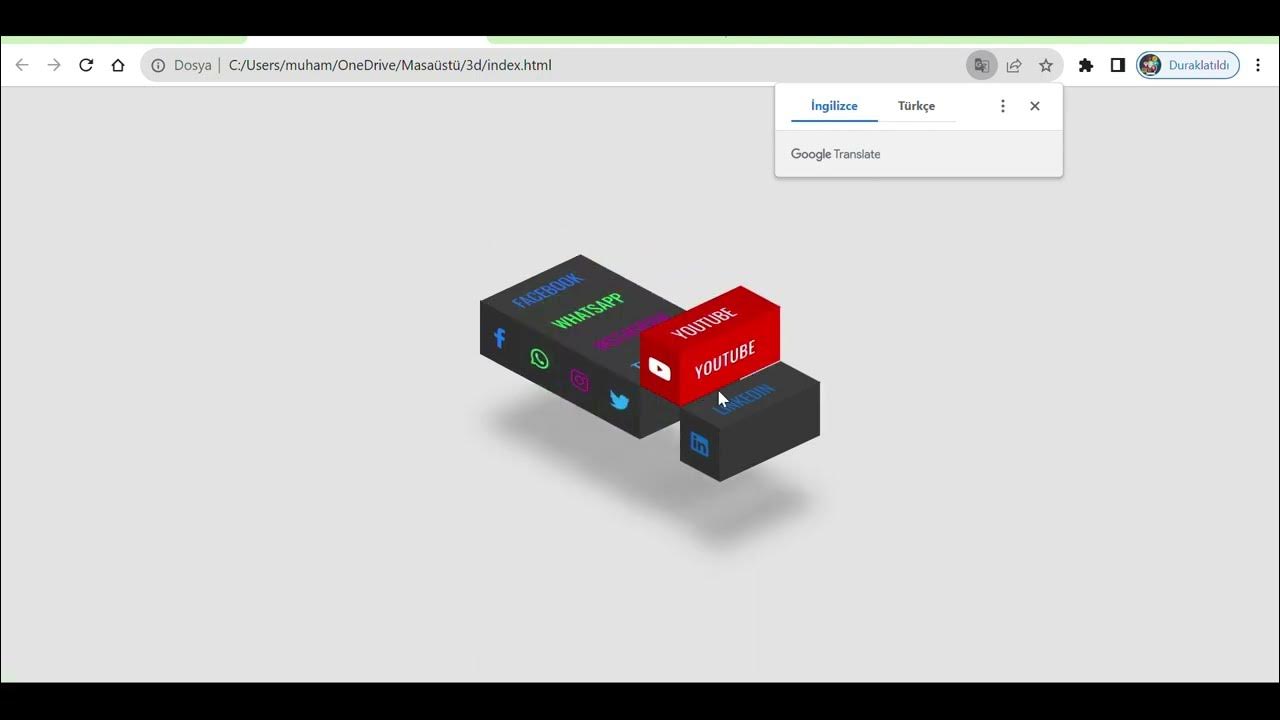 CSS 3D Isometric Social Media Menu Hover Effect.. - YouTube