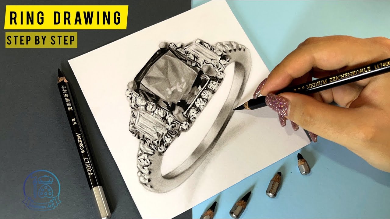 Diamond Ring Pencil Drawing