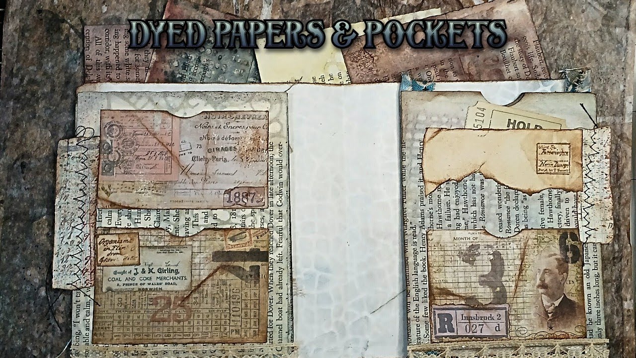 PAPER DYING PROCESS WITH RIT DYE, AND MAKING POCKETS - YouTube