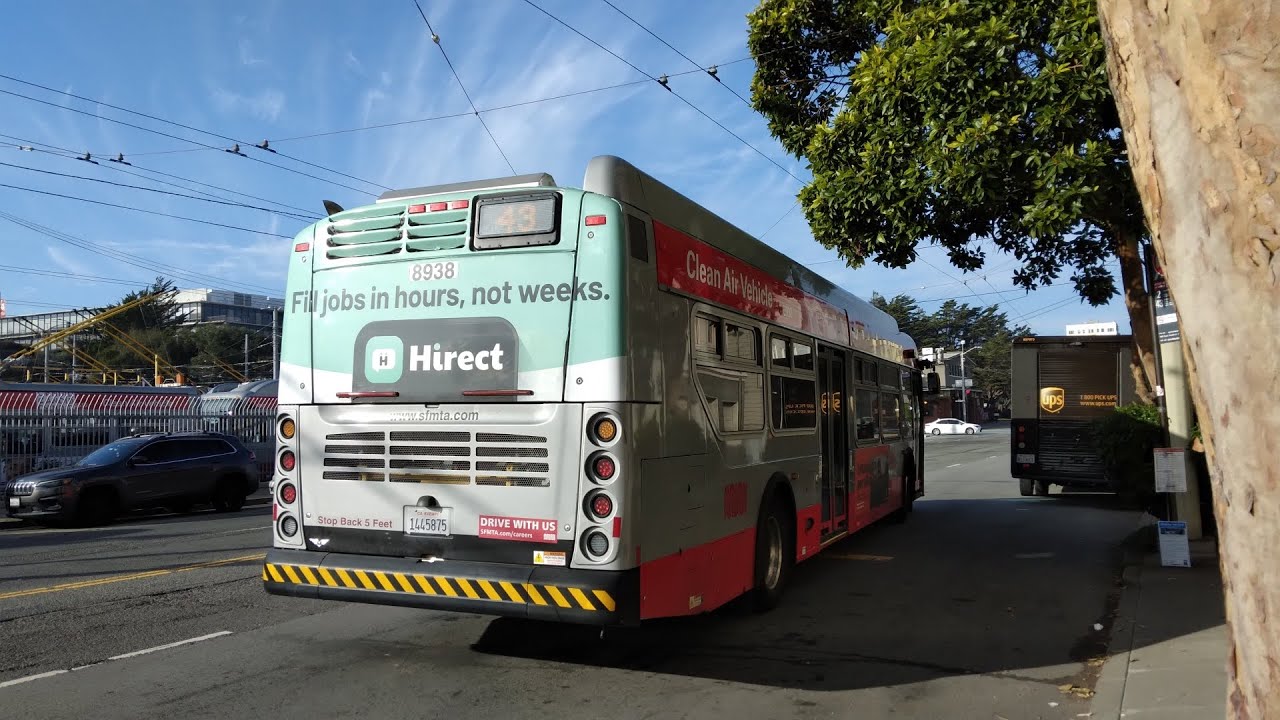 SF Muni 2018 New Flyer XDE40 8938 on Route 43 Masonic - YouTube