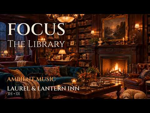Ambient Study Music for Deep Concentration | Library Hearth, 3 Hours | Laurel & Lantern Inn