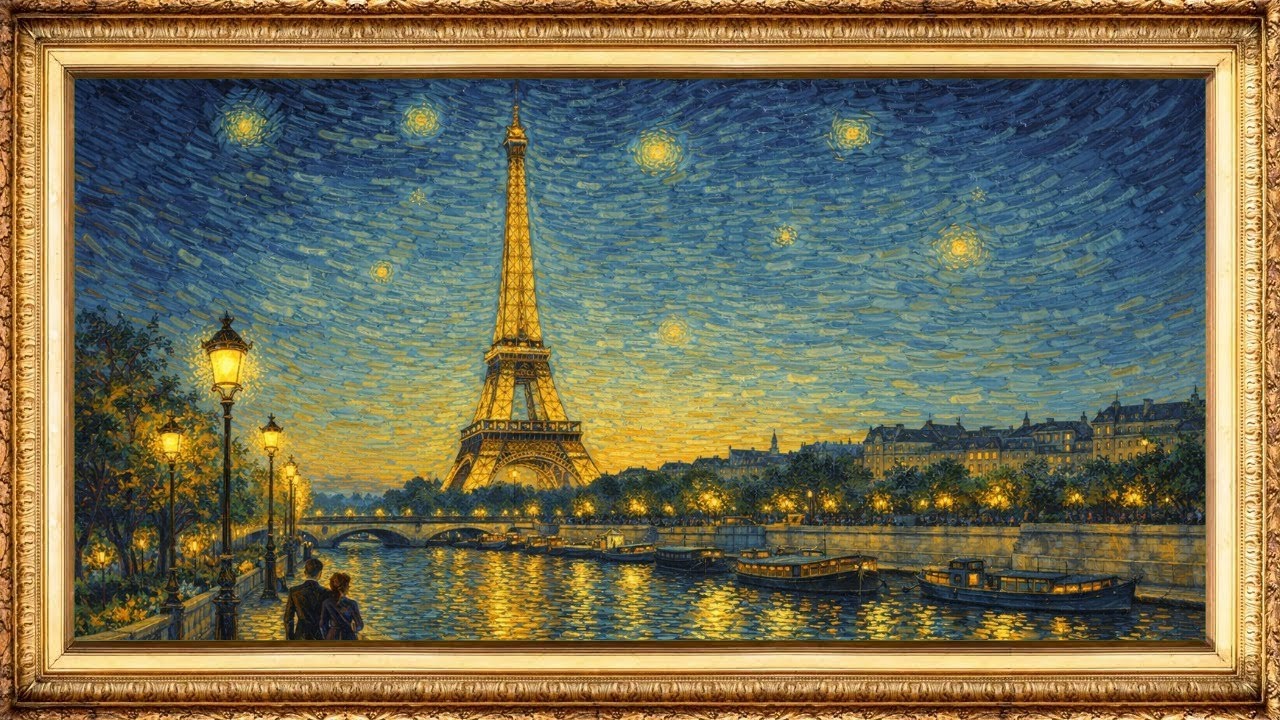 FRAME TV Animated Paris Oil Painting with Lights and Rain Silent Images ...