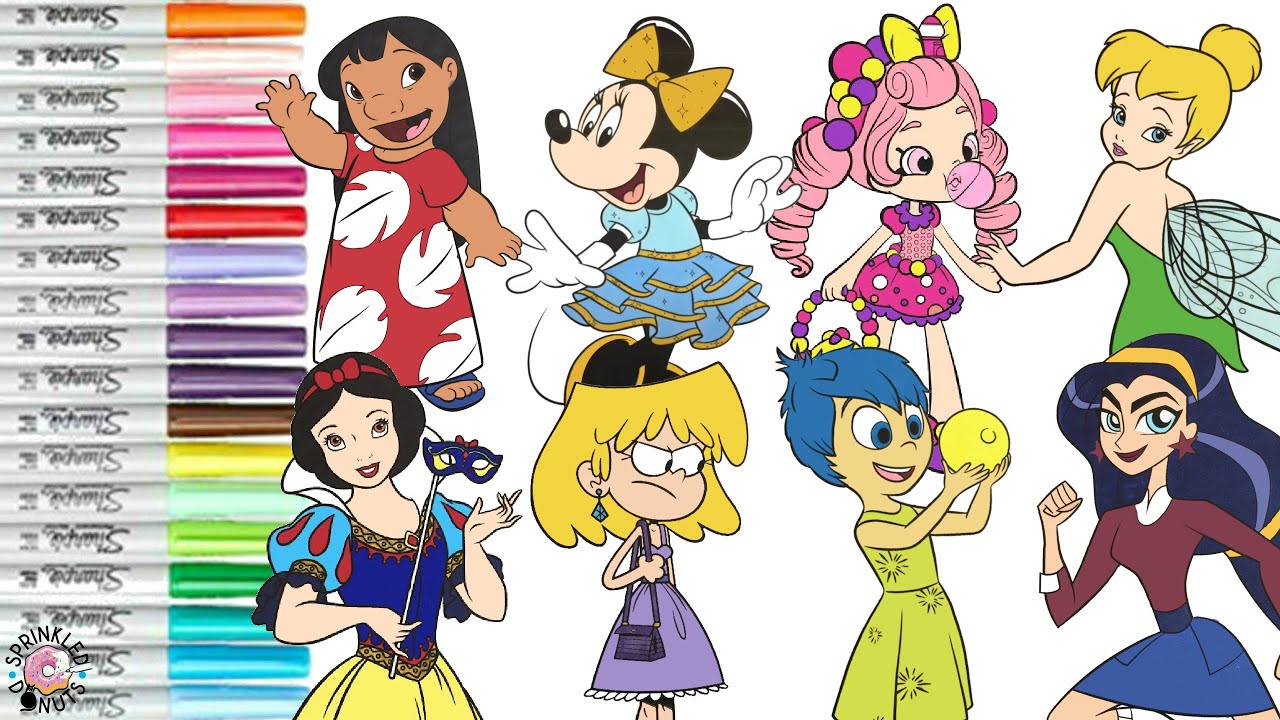 Coloring Book Compilation for Kids Disney Princess Tinker Bell Minnie ...