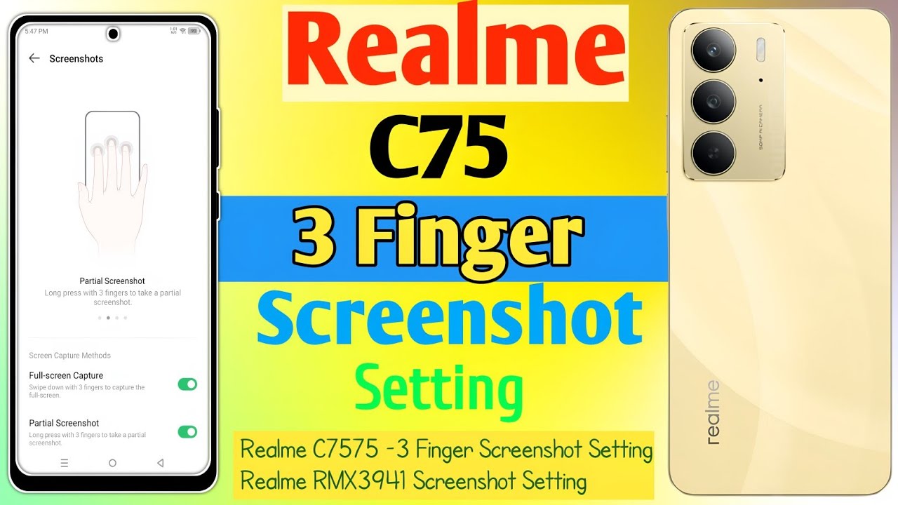 How To Realme C75 -3 Finger Screenshot Setting || Realme RMX3941 Screenshot Setting || 2025 ...