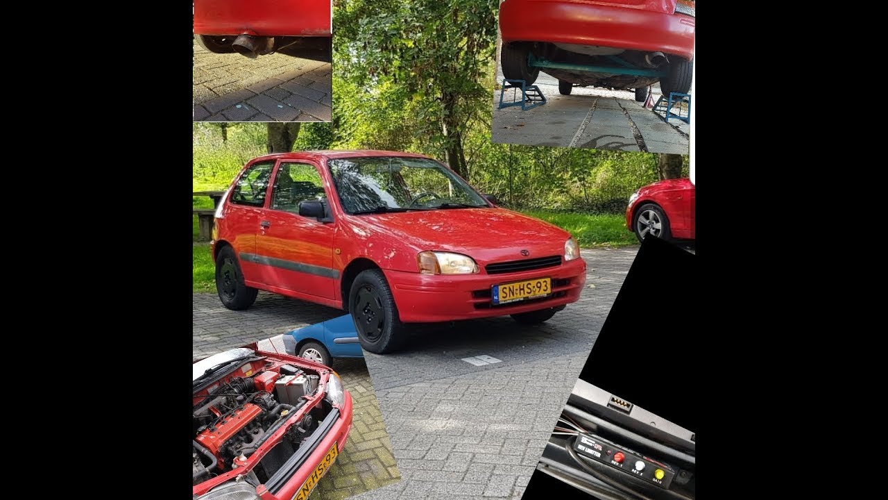 Toyota starlet 1.3 update video! LAUNCH CONTROL! rev limiter pops and ...